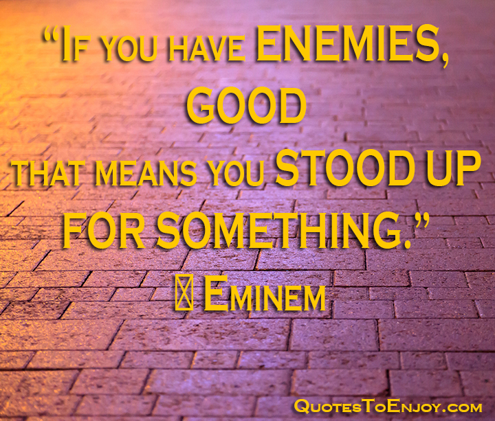 "If you have enemies, good that means you stood up for some...- Eminem