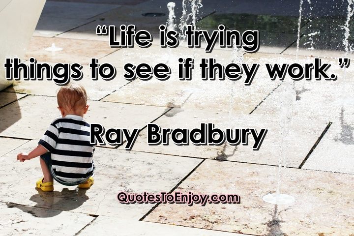 Life is trying things to see if they work. - Ray Bradbury
