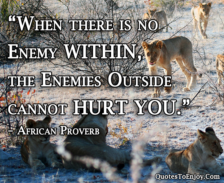 When there is no enemy within, the enemies outside ... – African Proverb