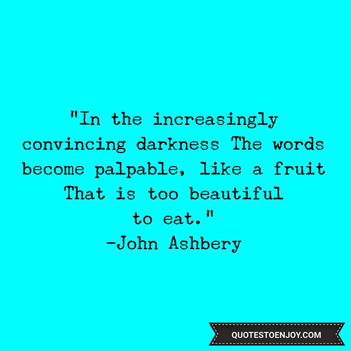 In the increasingly convincing darkness the words ... - John Ashbery