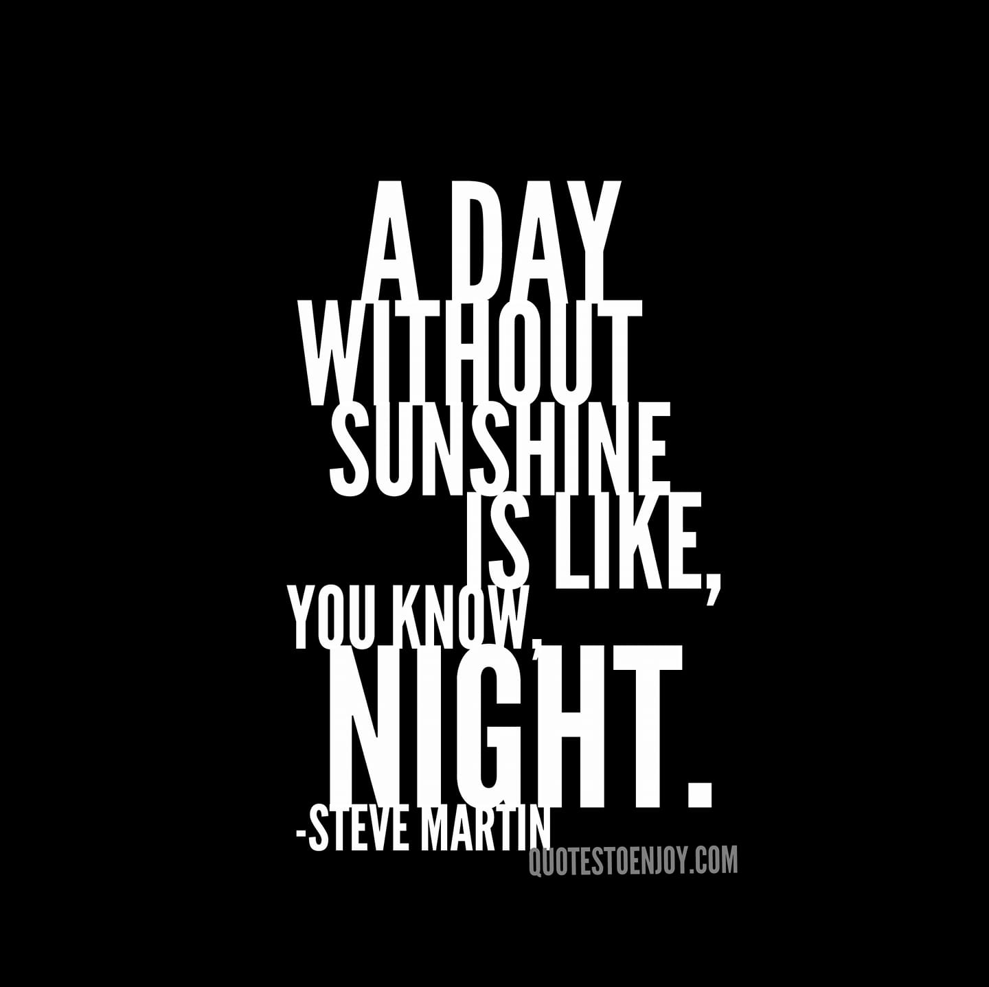 A day without sunshine is like, you know, night. - Steve Martin