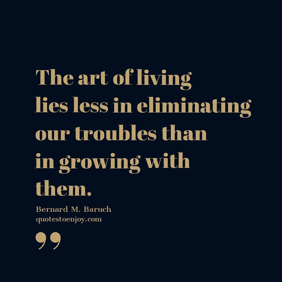 The art of living lies less in eliminating our troubles... - Bernard M ...