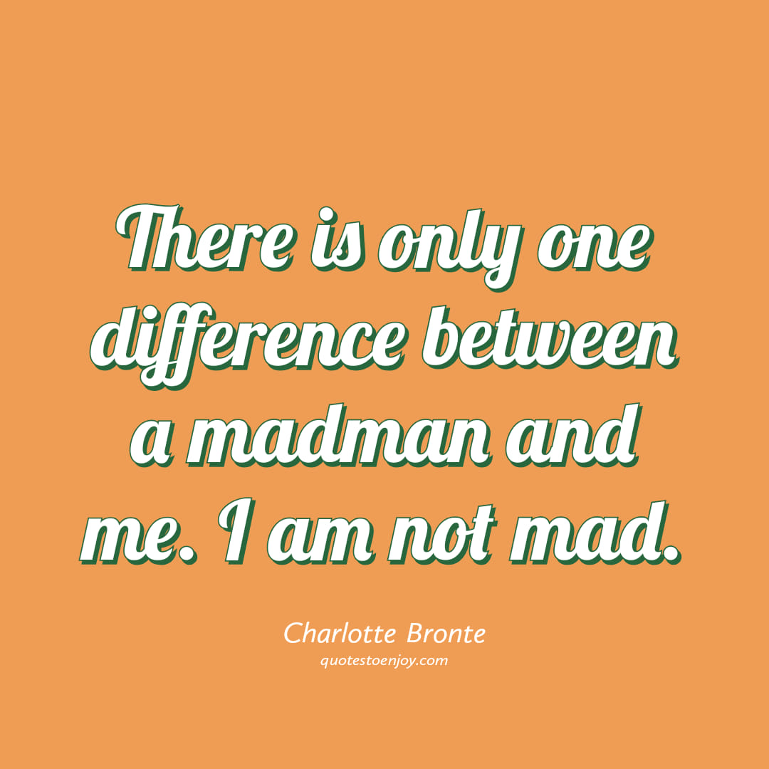 There is only one difference between a madman and... - Charlotte Bronte