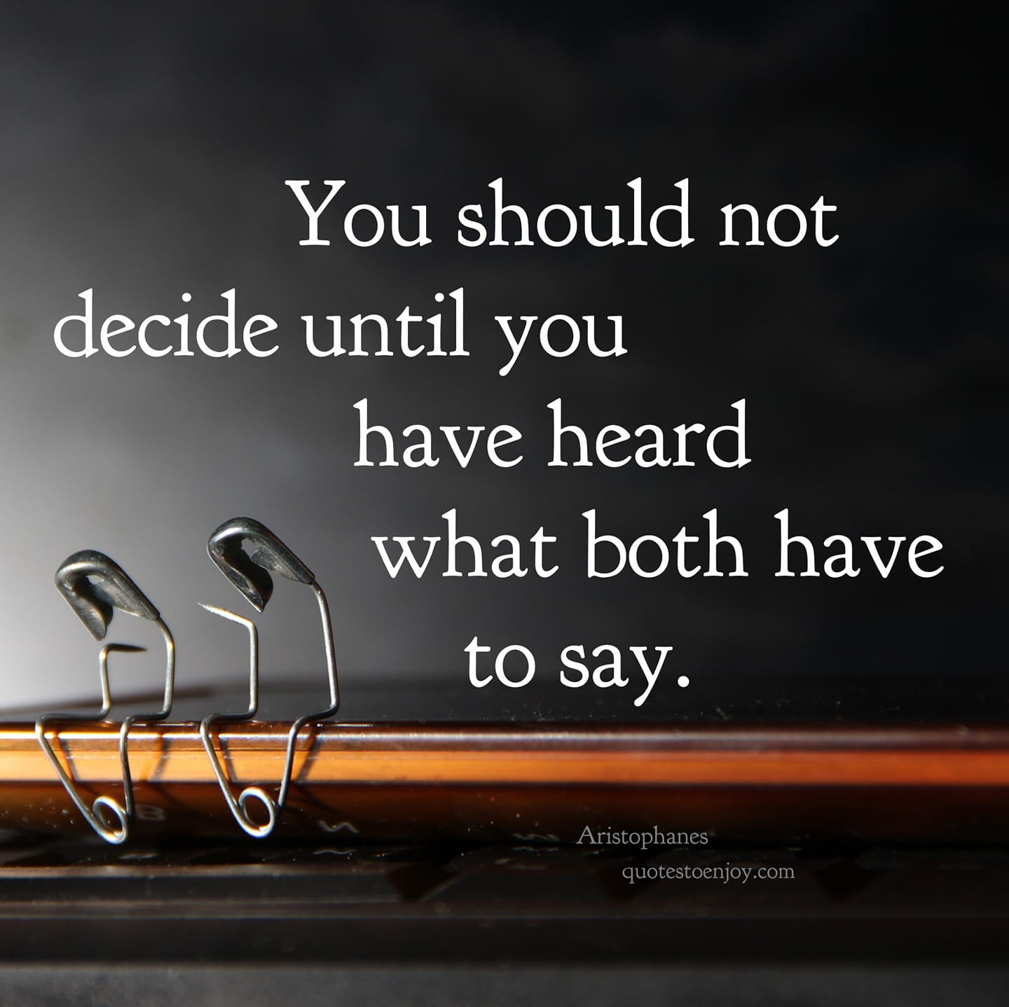 You should not decide until you have heard what both... - Aristophanes