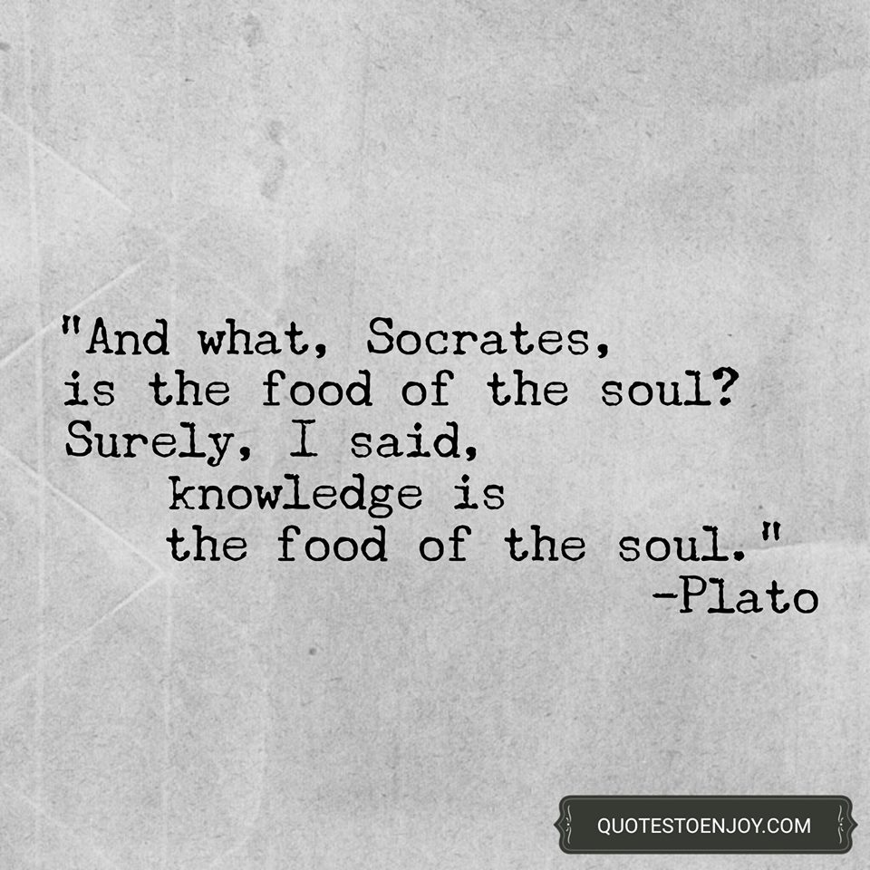 "And what, Socrates, is the food of the soul? Surely, I said..." -Plato
