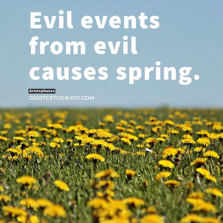 Evil events from evil causes spring. - Aristophanes