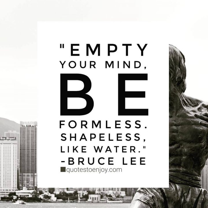 Empty your mind, be formless. Shapeless, like water. - Bruce Lee