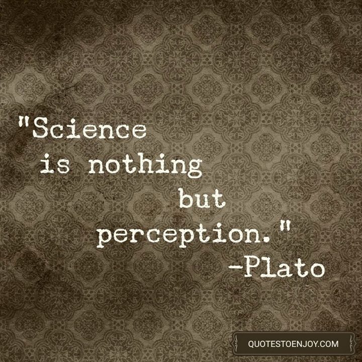 "Science is nothing but perception." -Plato
