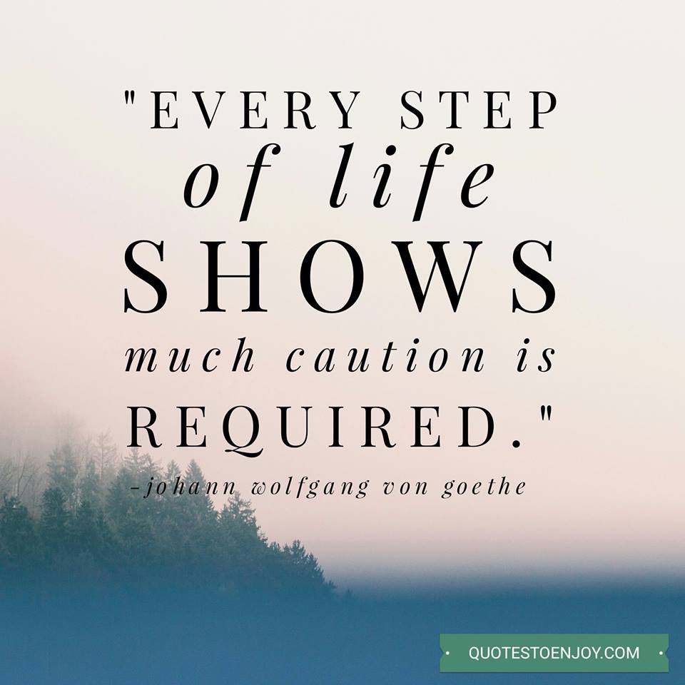 "Every step of life shows much caution is..." -Johann Wolfgang von Goethe