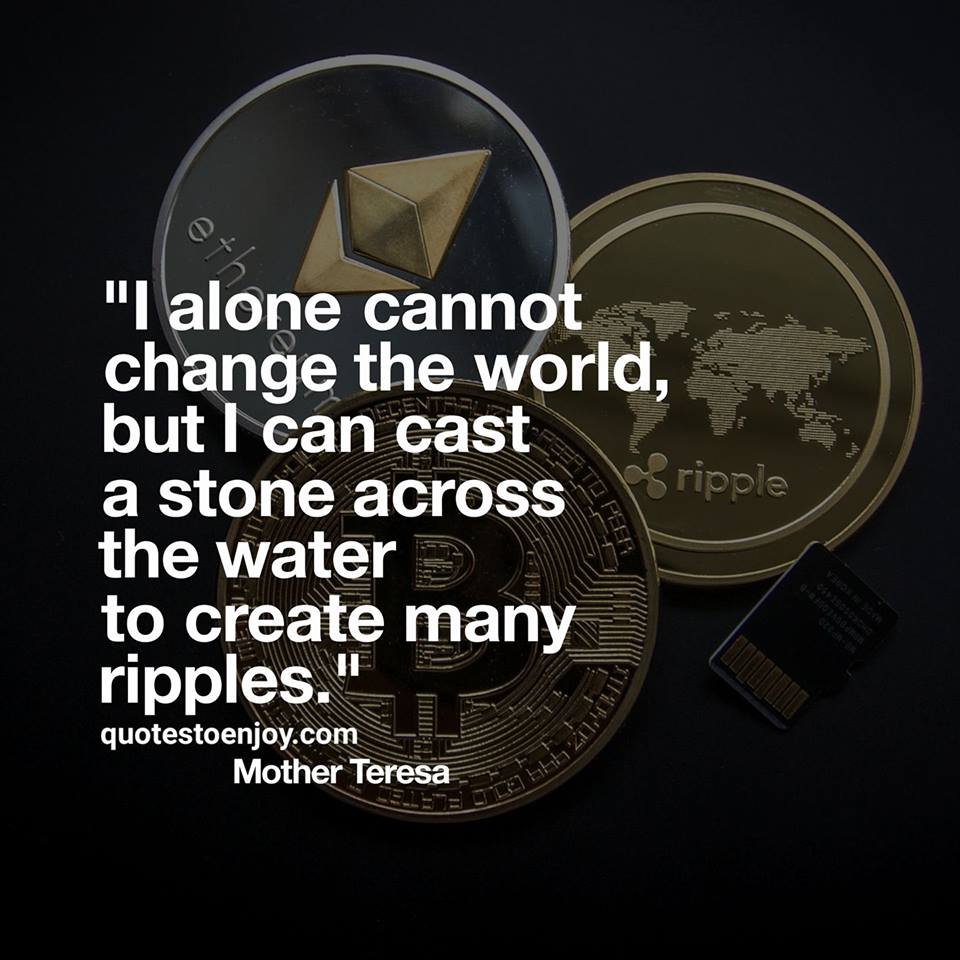 I alone cannot change the world, but I can cast a stone... - Mother Teresa