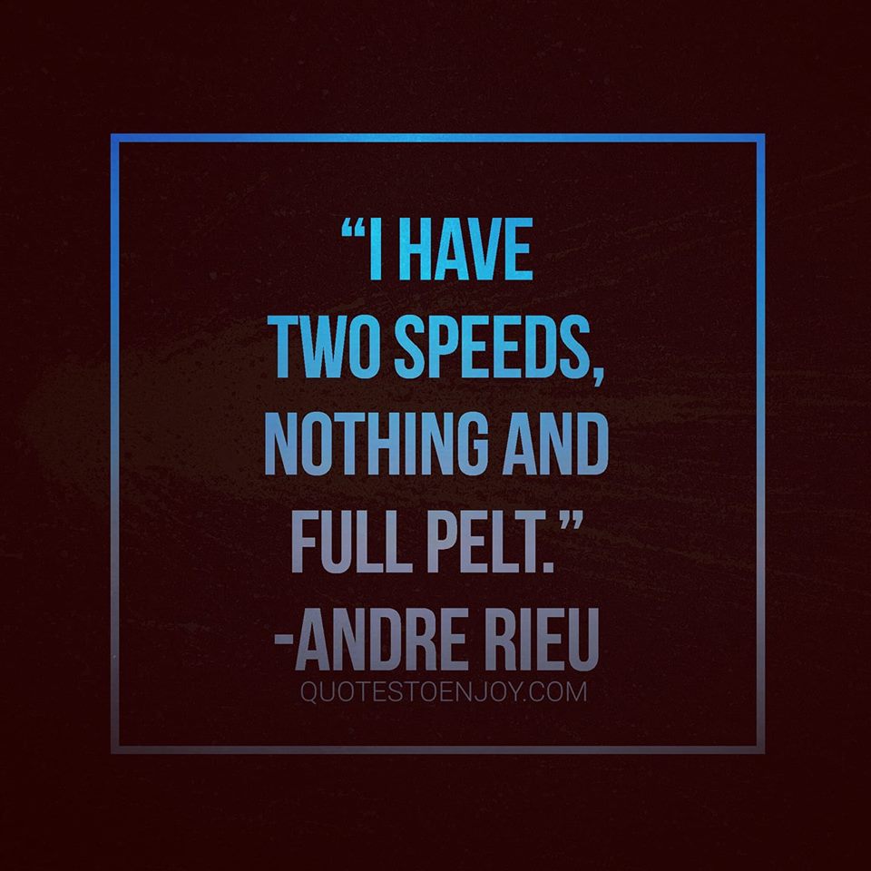 I have two speeds, nothing and full pelt. - Andre Rieu | Quotestoenjoy
